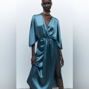 Zara | Dresses | Zara Satin Effect Midi Dress | Poshmark